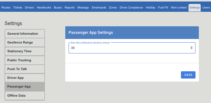Settings for Passenger app - bus late notifications - You have ...