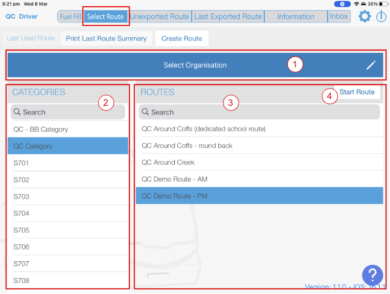 App for driver - starting a route - You have questions, we have answers