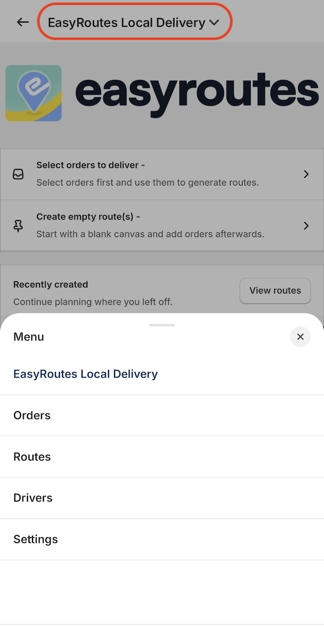 Where are my routes, drivers and settings in the menu? - Roundtrip ...