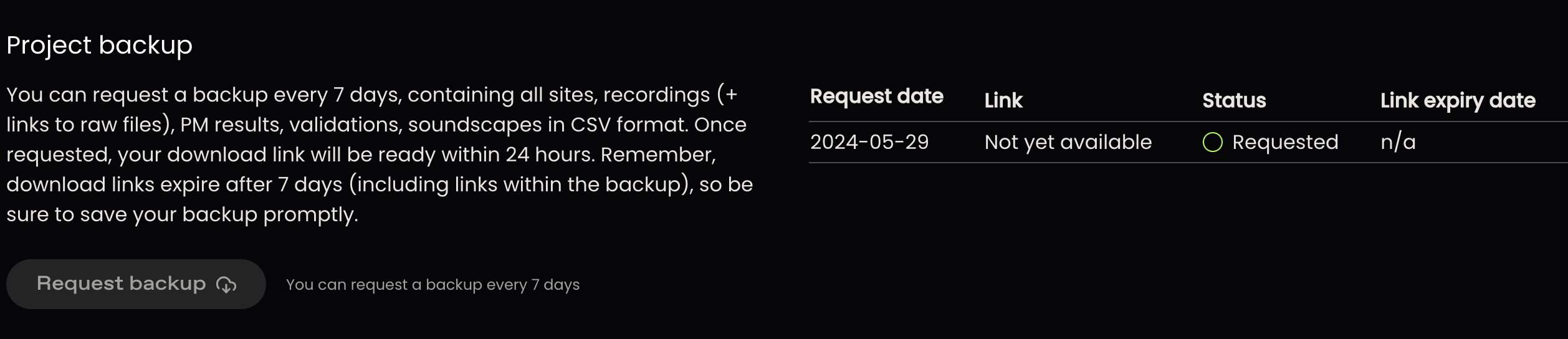 Exporting Project Backups - Arbimon