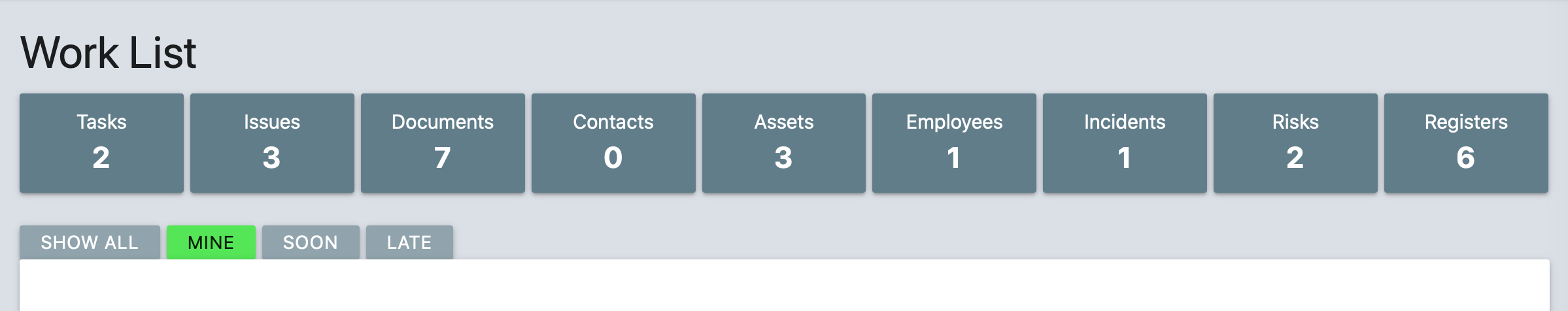 Worklist - Quality Systems Toolbox Support