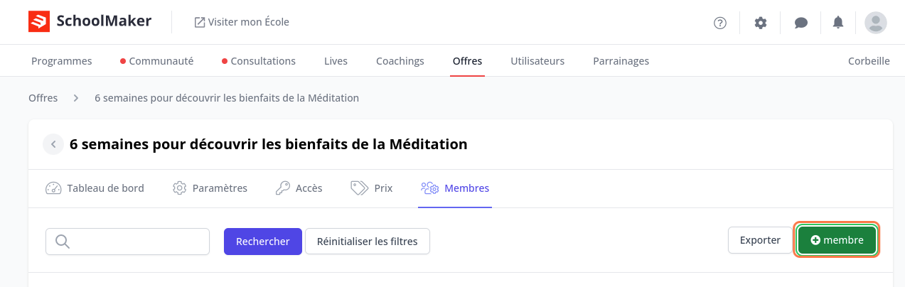 Comment ajouter manuellement des membres à vos offres ? - SchoolMaker