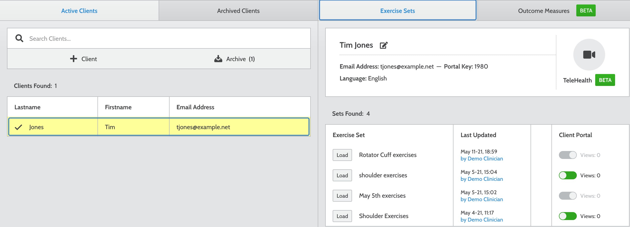 Using the Client Manager - SimpleSet Support