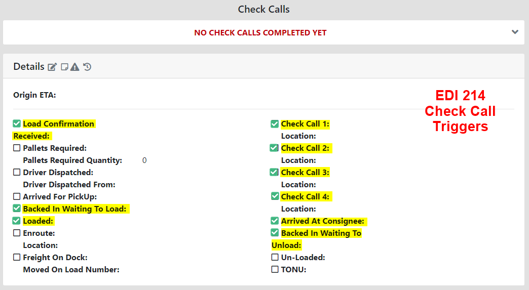 EDI 214 Triggers - Knowledge Base