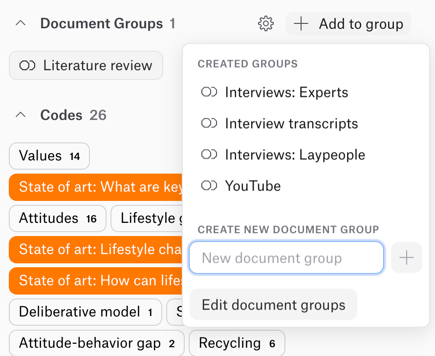 How can I organize documents, codes, and memos in groups? - ATLAS.ti Help in English