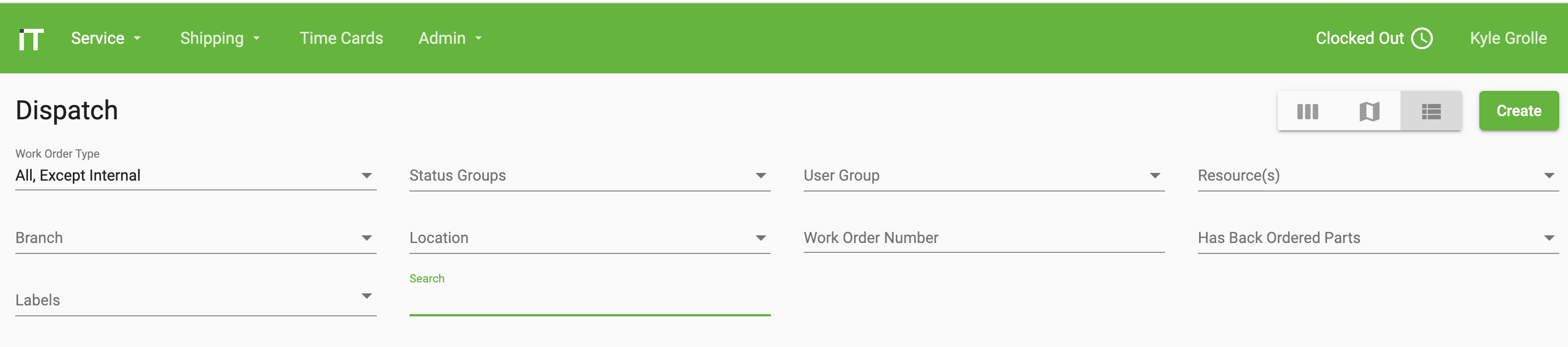 Dispatch Board Filters and Search - Tinnacity's Knowledge Base