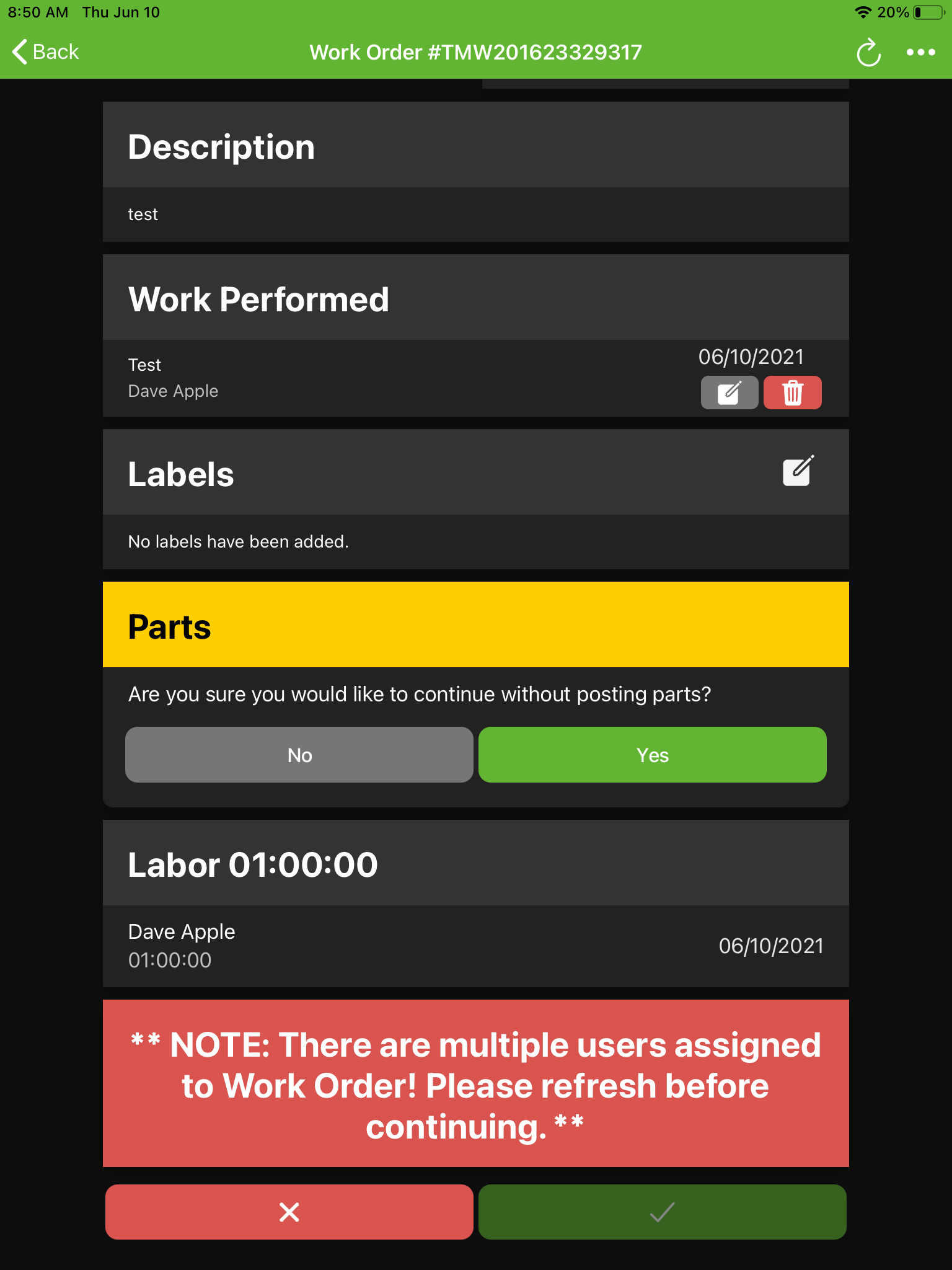 Multiple Technicians on Work Order - Tinnacity's Knowledge Base