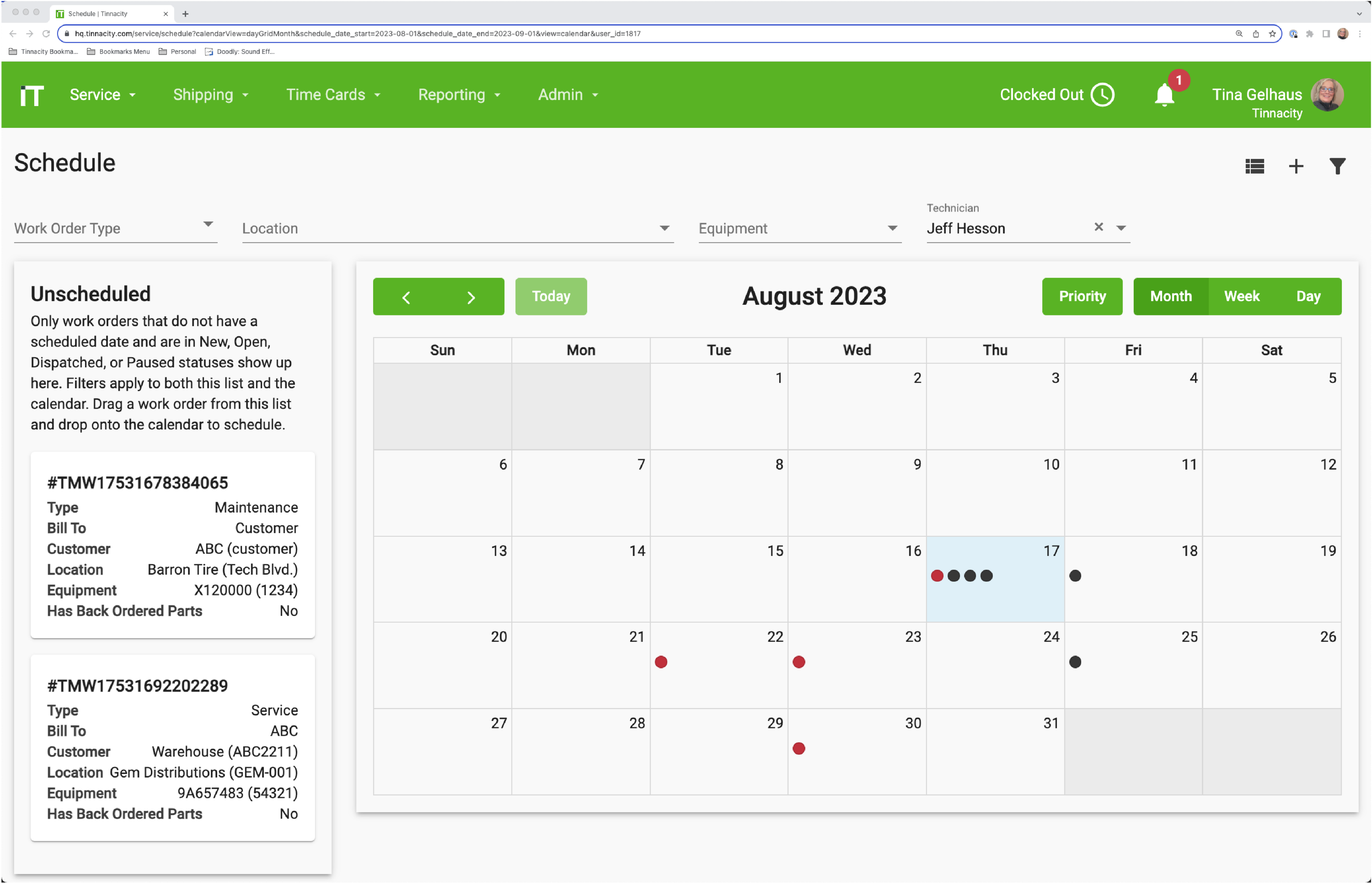 Service Schedule overview - Tinnacity's Knowledge Base