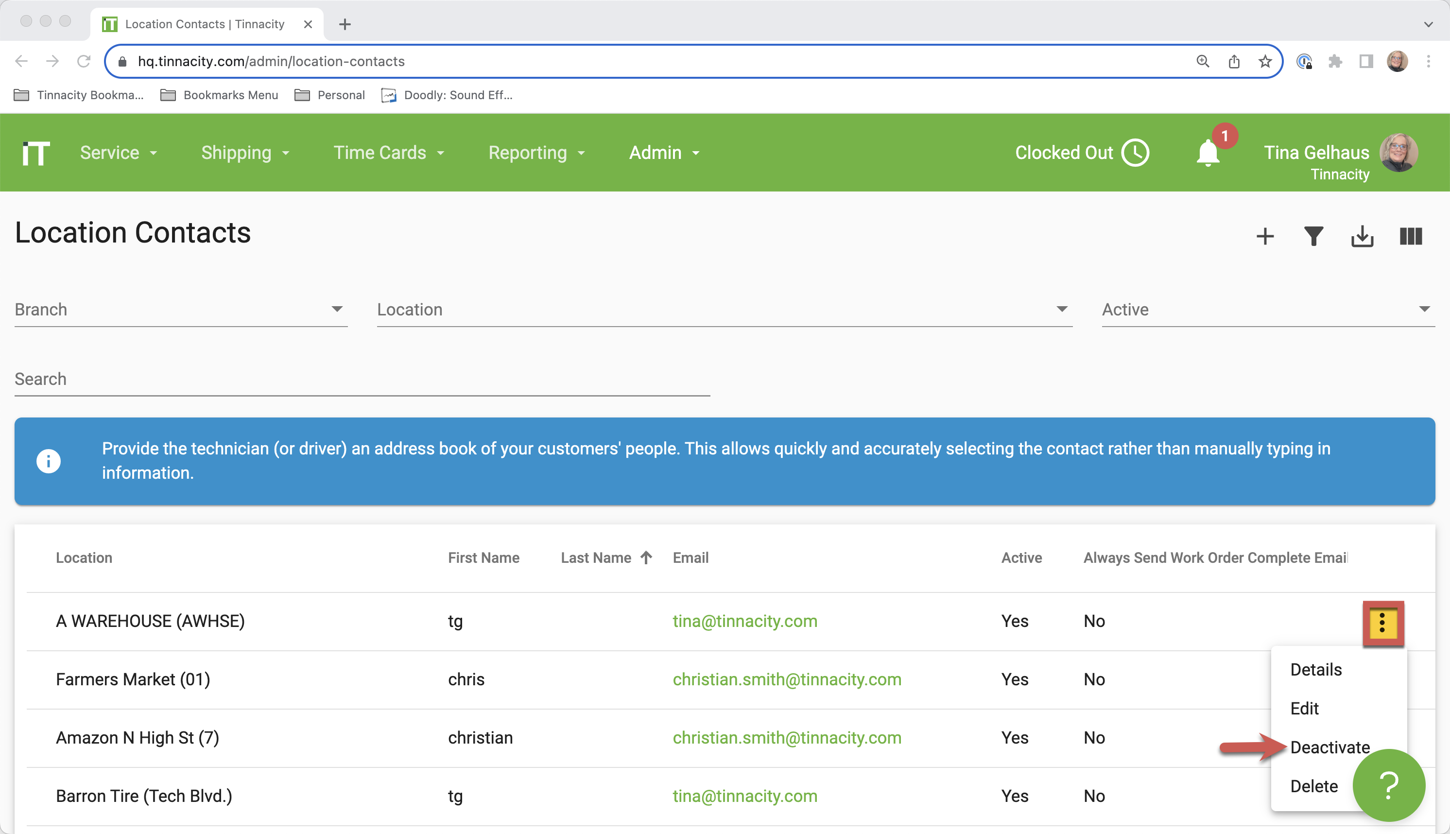 Location Contacts Overview - Tinnacity's Knowledge Base