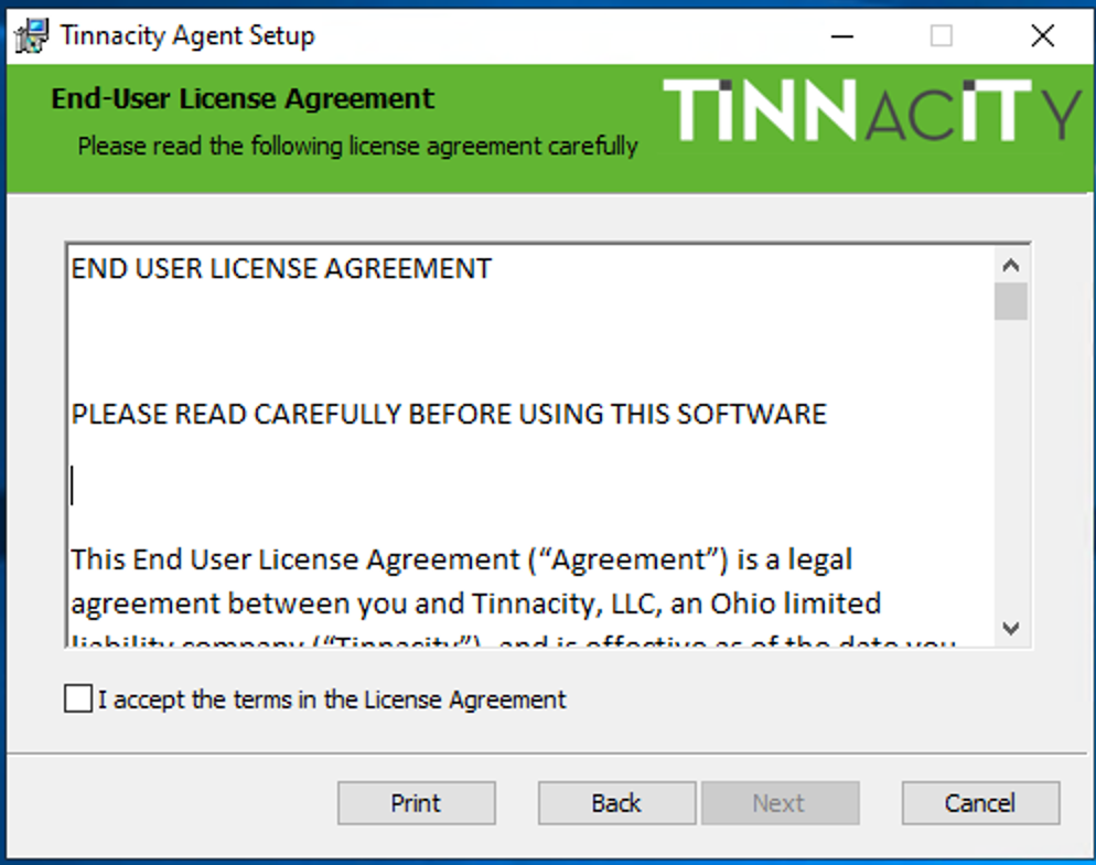 Tinnacity Agent Installation - Tinnacity's Knowledge Base
