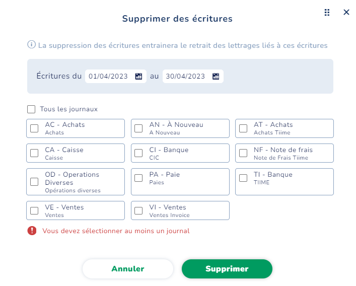 Comment supprimer des écritures comptables en masse ? - Support Tiime ...