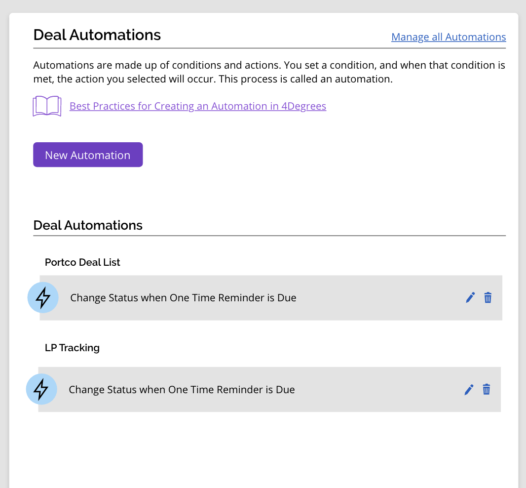 Best Practices for Creating a Deal Automation - 4Degrees Knowledge Base