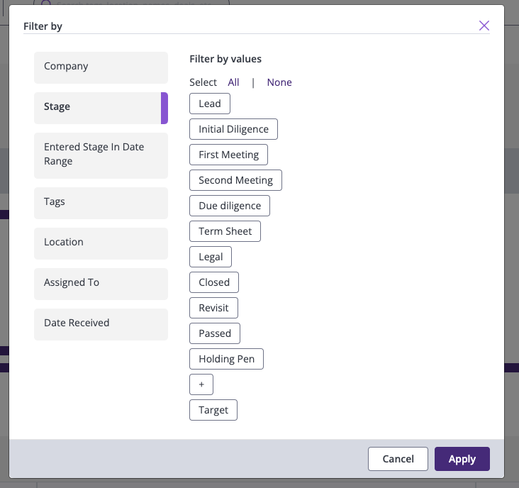 Deal Report: Filtering Options - 4Degrees Knowledge Base