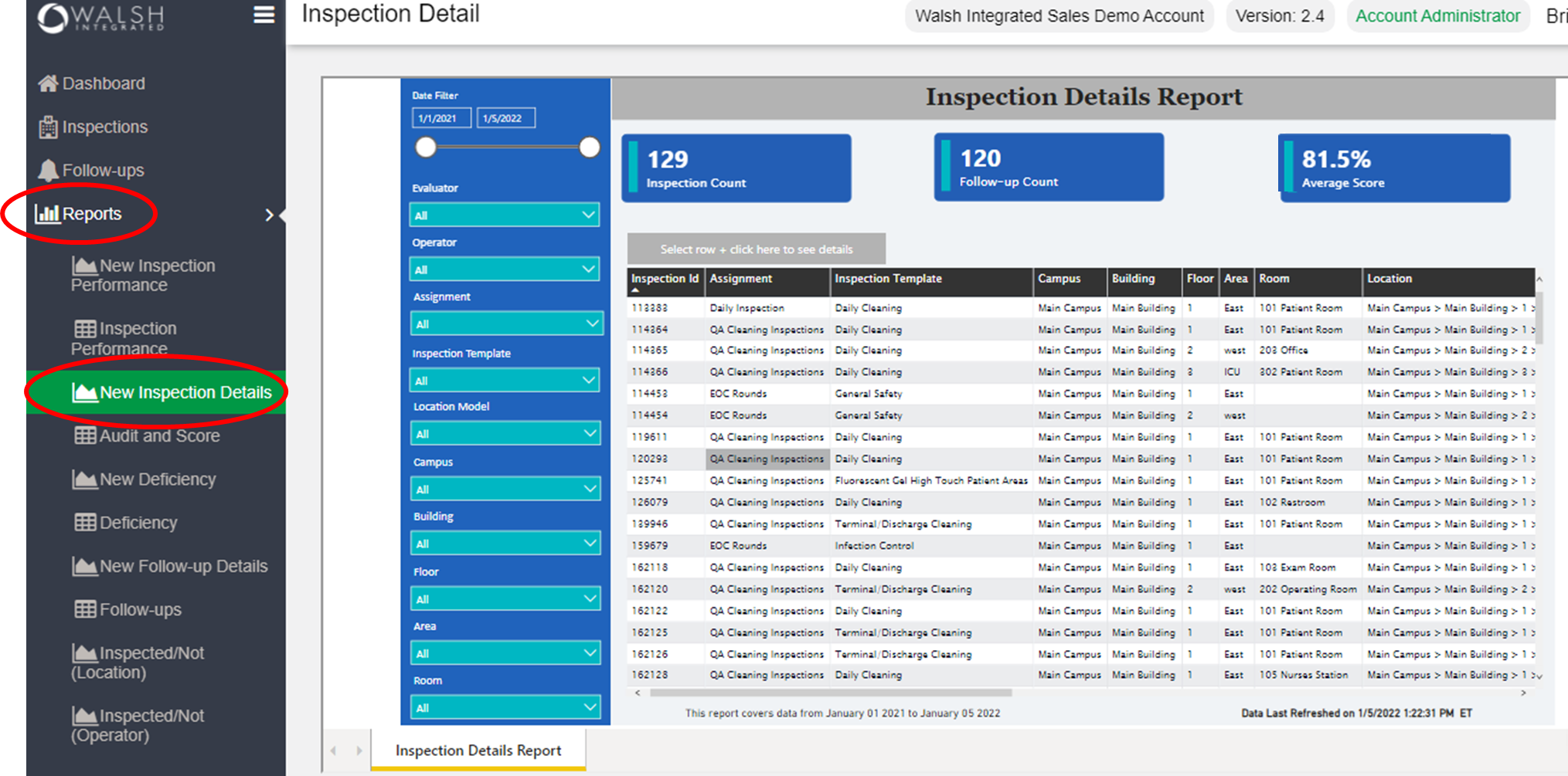 Inspection Details Report - Walsh Integrated Knowledge Base