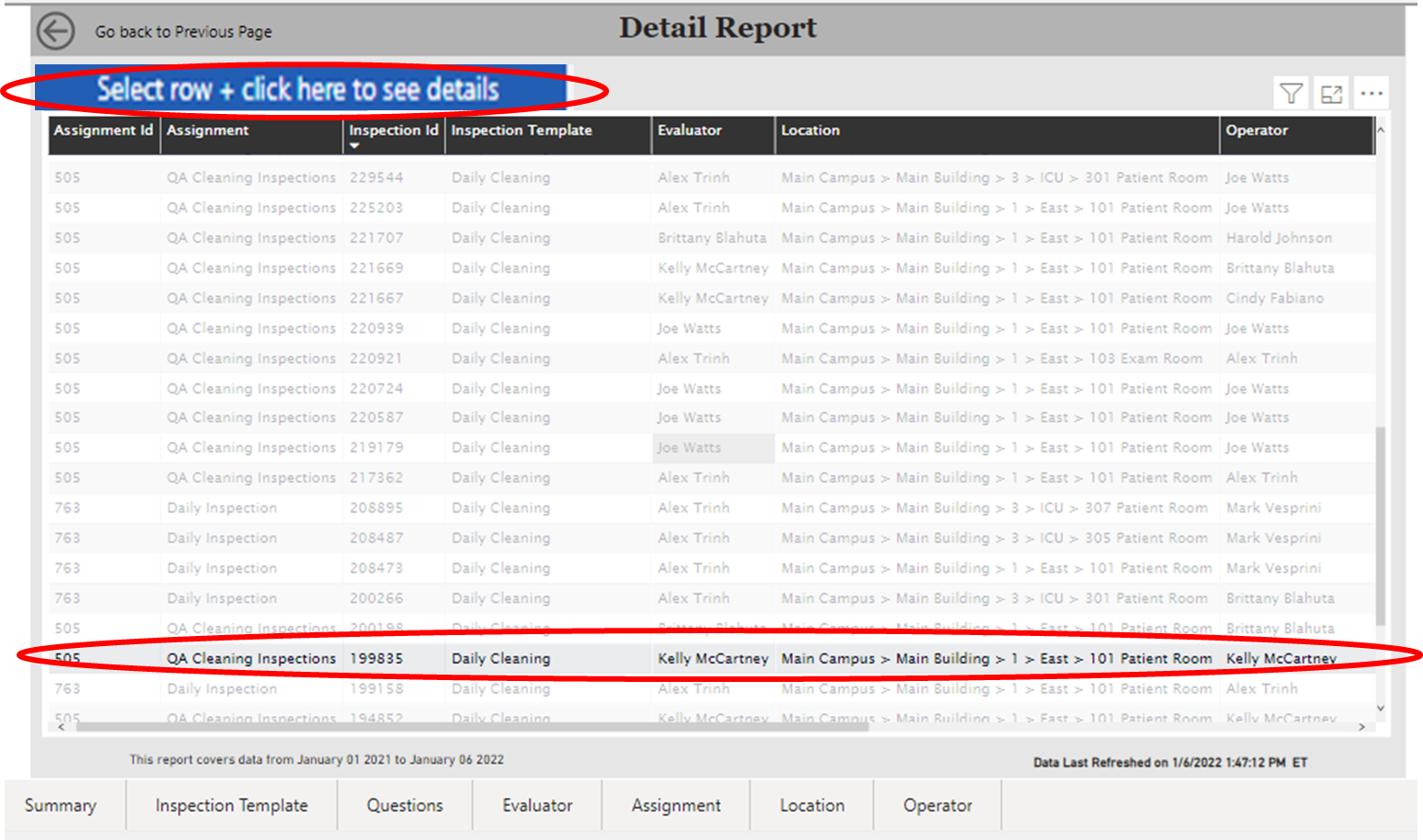 Inspection Performance Report - Walsh Integrated Knowledge Base