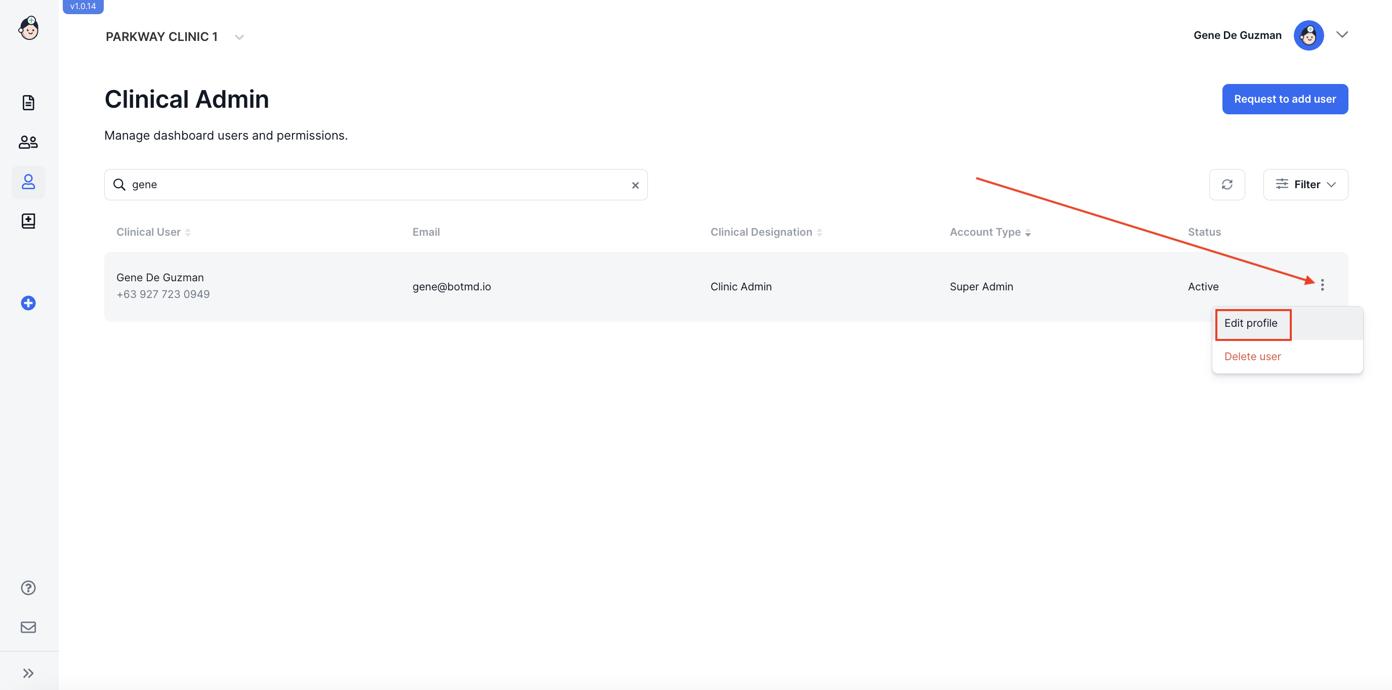 Clinical Admin Users – Bot MD Help