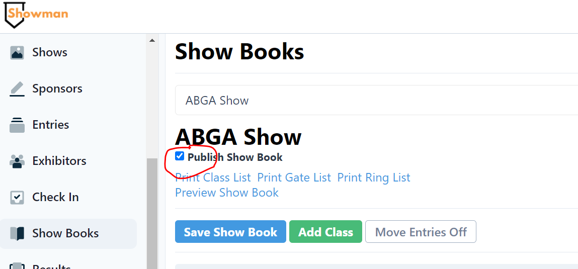 Publish/Share Books and Results - Showman