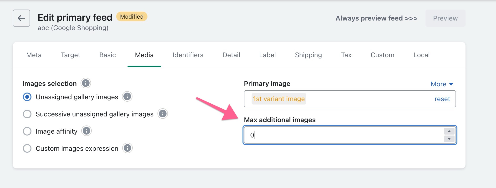Feed editor - Media - Multiple Google Shopping feeds Knowledge Base