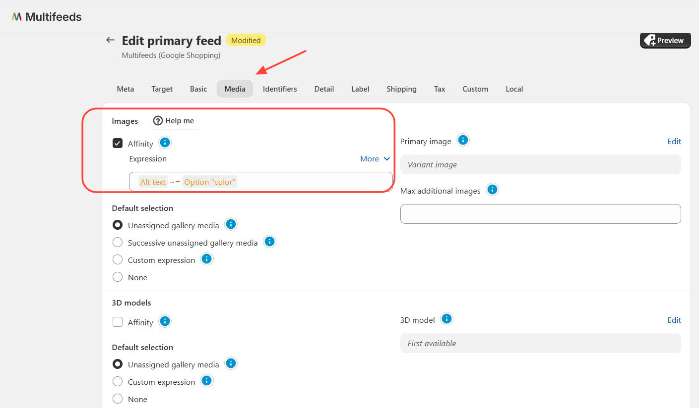 Feed editor - Media - Multiple Google Shopping feeds Knowledge Base