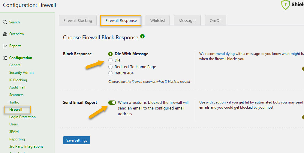 Firewall Block Response options explanations - Shield Security for WordPress Knowledge Base