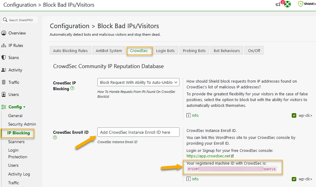 What Is The CrowdSec Enroll ID Option? - Shield Security for WordPress ...