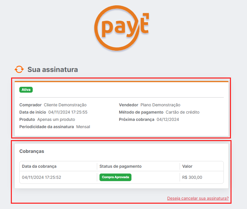 Como Visualizar Venda e Status de uma Assinatura - PayT