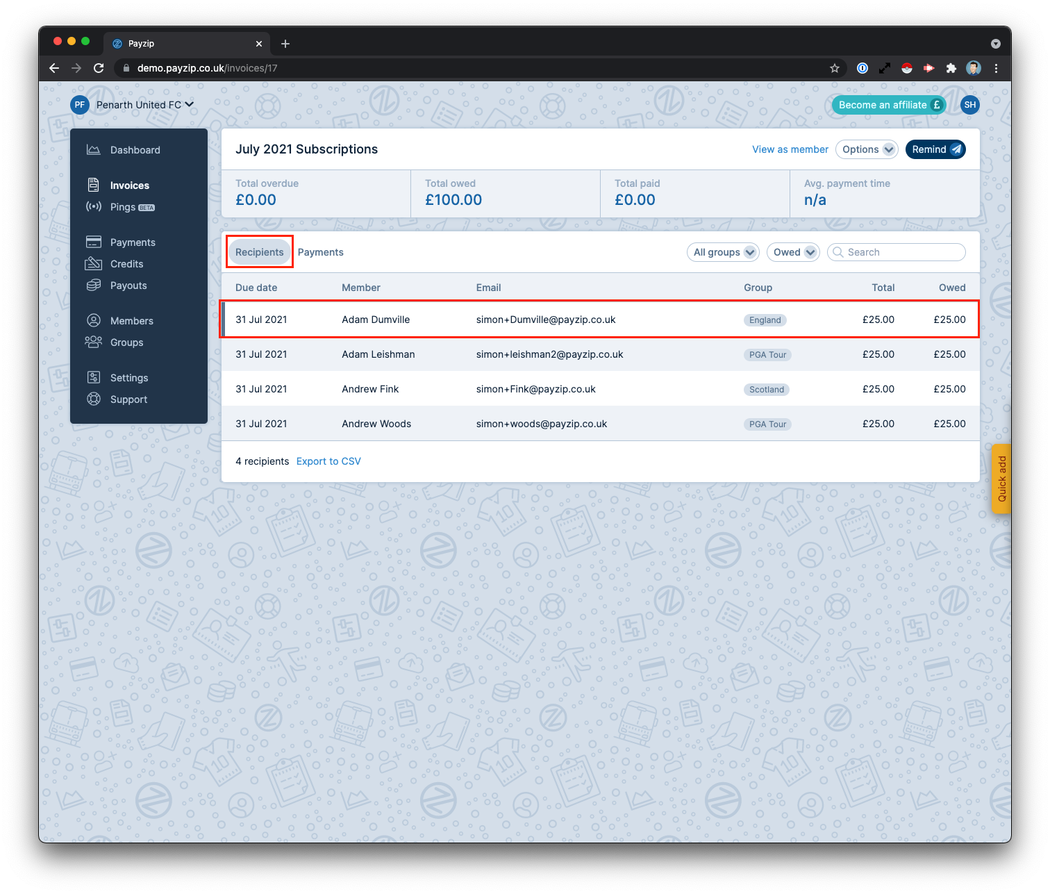 Adding A Note To An Invoice Payzip