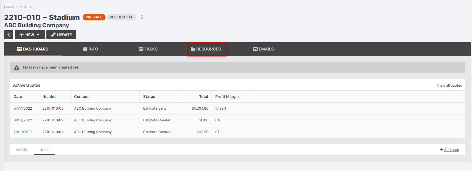 Create your specification forms in leads - Jobman