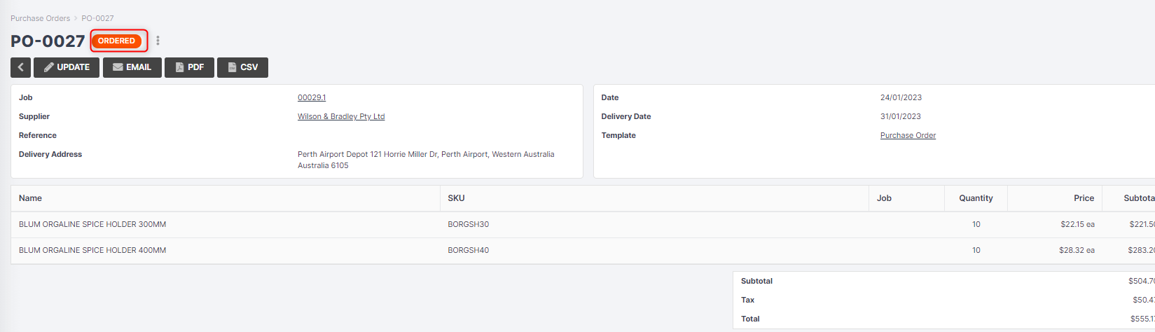 Understanding the different purchase order types and statuses - Jobman