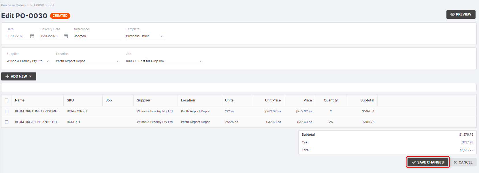 Creating your first purchase orders in Jobman - Jobman