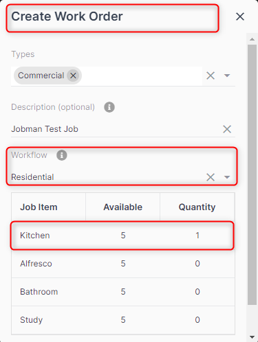 Creating Work Order Inside A Job - Jobman