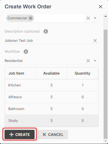 Creating Work Order Inside A Job - Jobman