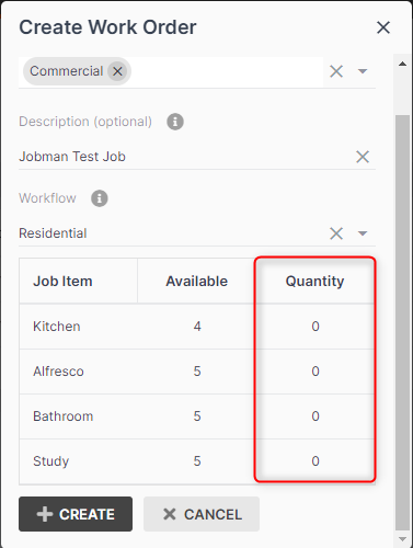 Creating Work Order Inside A Job - Jobman