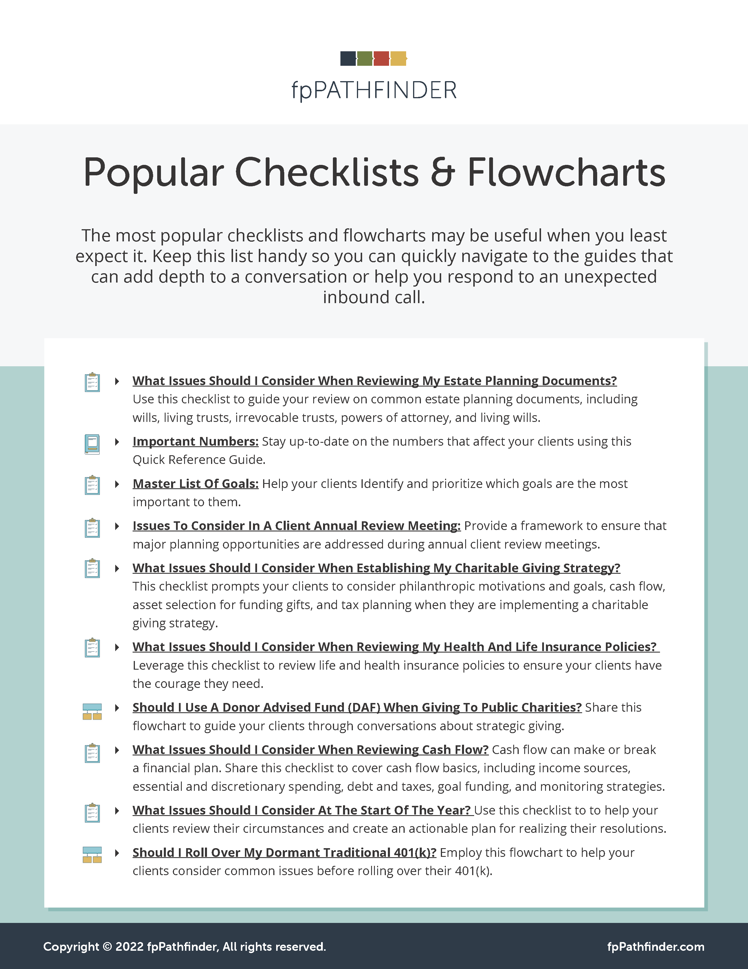 Popular Checklists and Flowcharts - fpPathfinder Knowledge Base