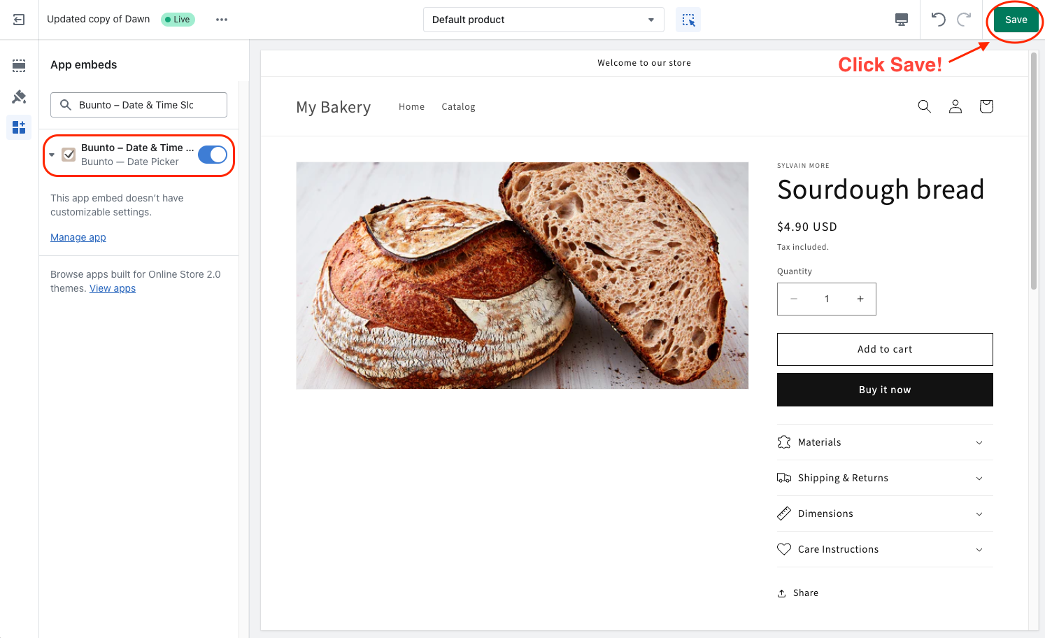 Installation guide (via App Embed) - Buunto Knowledge Base