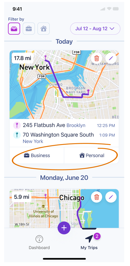 How to change a trip's classification - Cardata Help Center