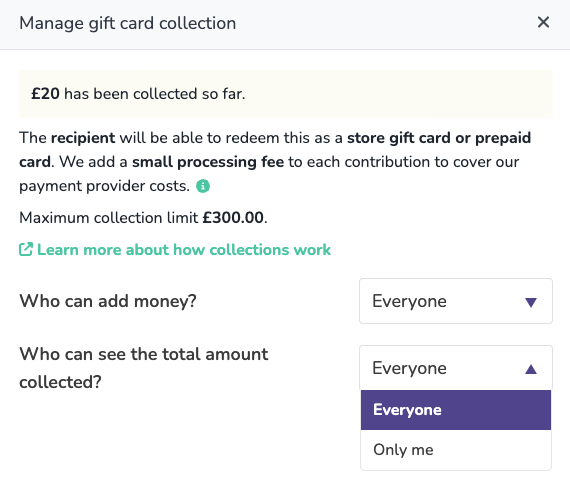 How can I control who can see the gift collection total? - Support ...