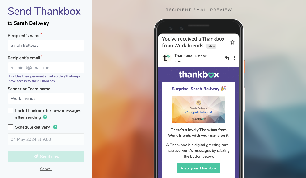 How do I send or schedule my Thankbox? - Support | Thankbox