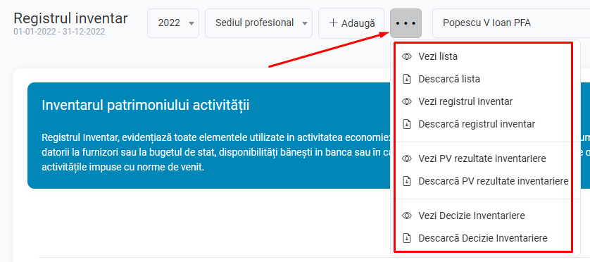 Registrul inventar - Suport ContApp