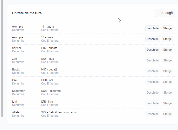Creare unitate de măsură - Suport ContApp