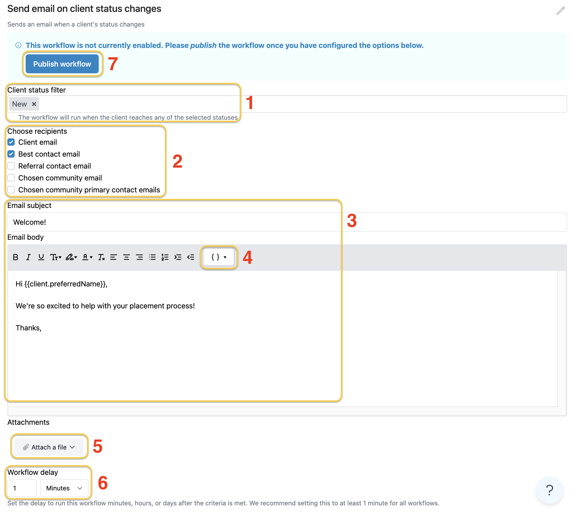 Workflows: How to Automatically Send an Email When Client Status Changes - Knowledgebase