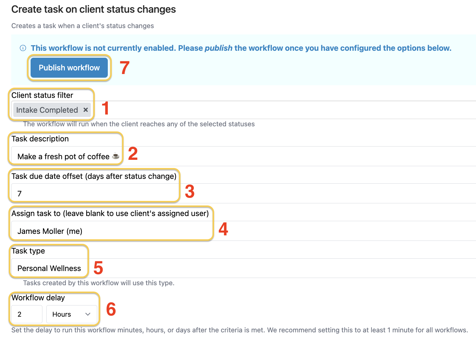 Workflows: How to Automatically Create Tasks When Client Status Changes - Knowledgebase