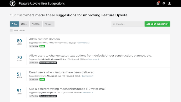 A tour of your feedback board - Feature Upvote Help Center