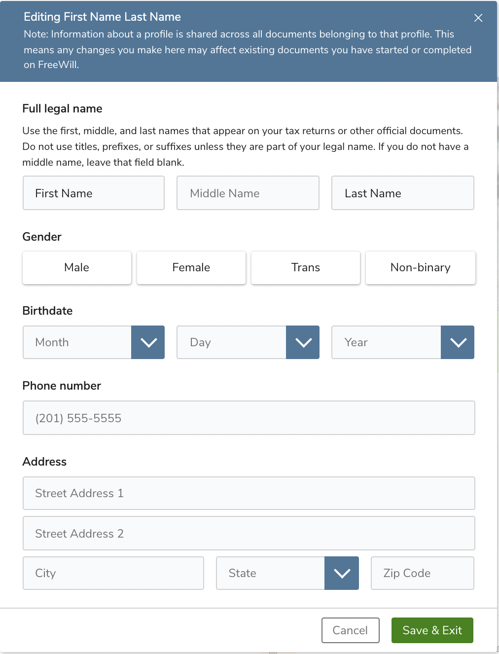 Editing your Profile Information (Name, gender, birthdate, phone number ...