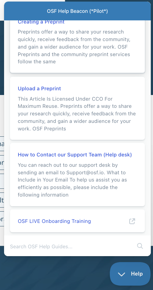 Introducing Support Beacons on the OSF: Help at Your Fingertips - OSF Support