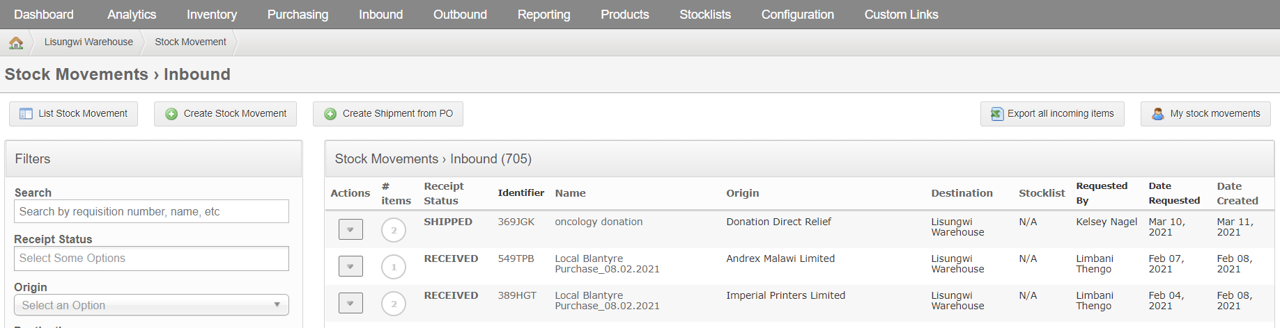 Receiving - OpenBoxes Knowledge Base