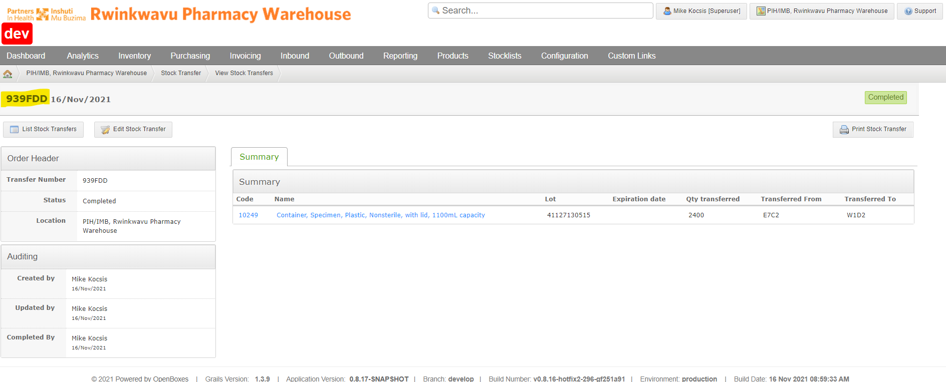 Stock Transfers - OpenBoxes Knowledge Base