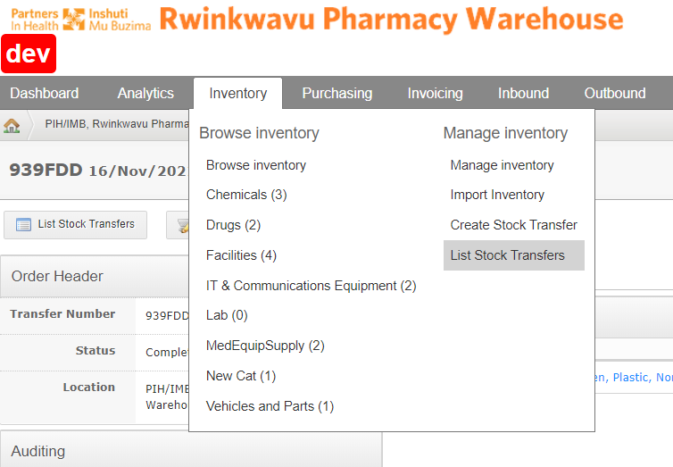 Stock Transfers - OpenBoxes Knowledge Base