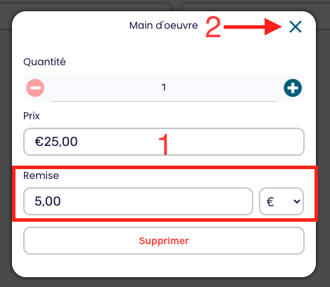 Effectuer une remise depuis le devis - Support de Shifter