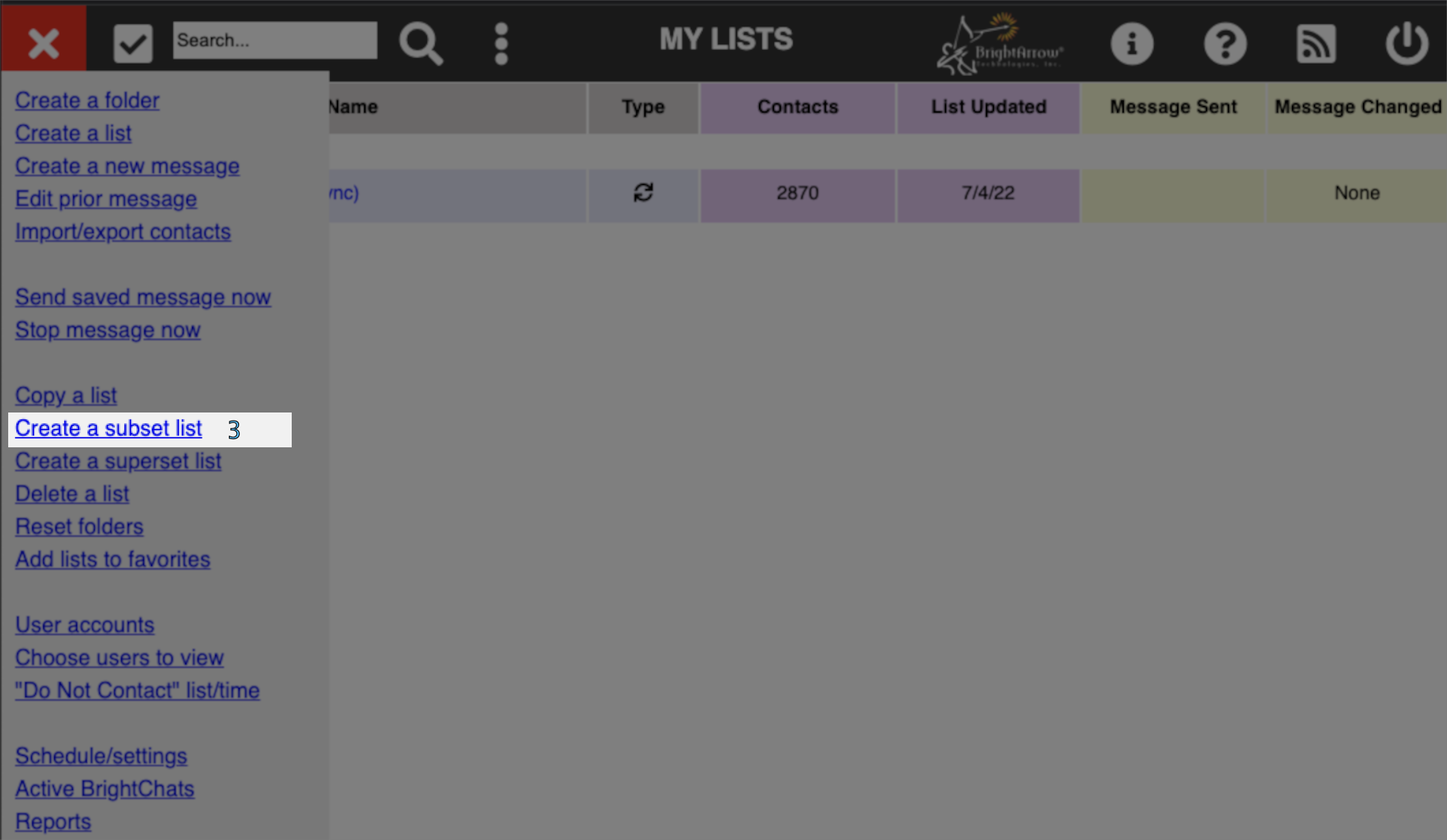 Creating a Subset List - BrightArrow Technologies Knowledge Base